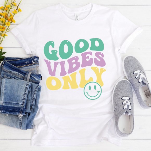 Tops | Good Vibes Only Shirt Retro Style Summer Tshirt Vibin Tee Summer ...